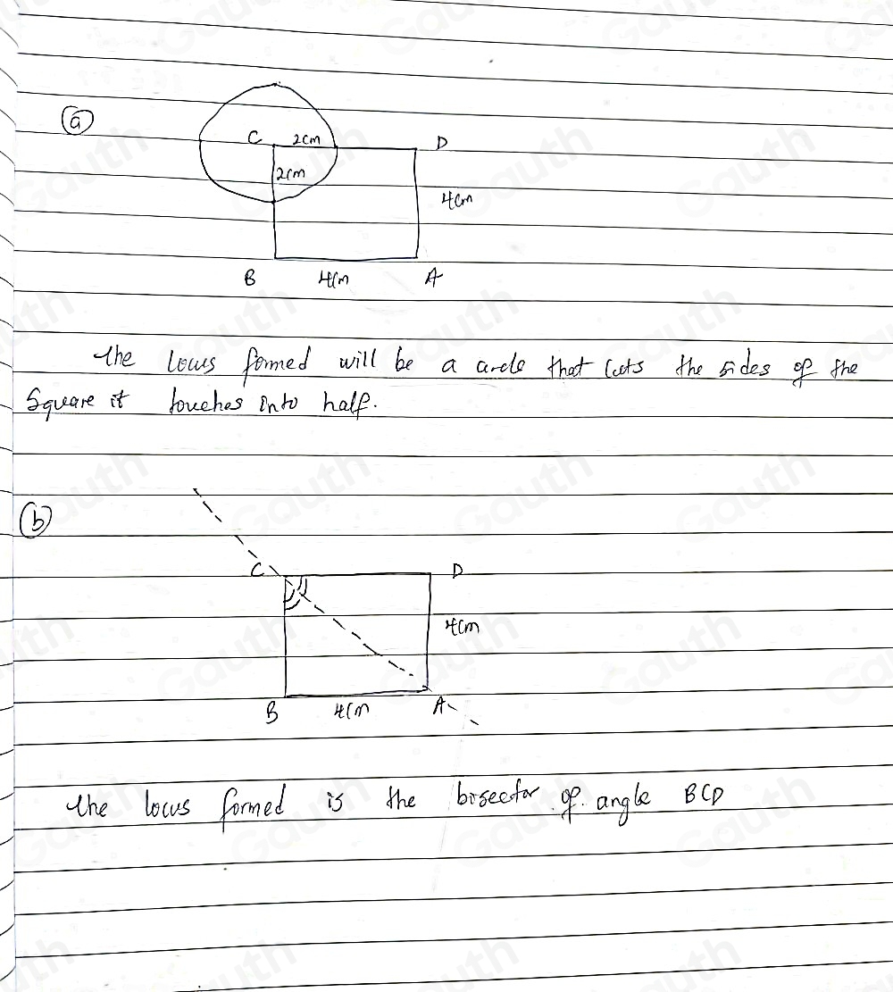 Solved: Given a square ABCD with sides 4 cm. Construct the locus of a ...