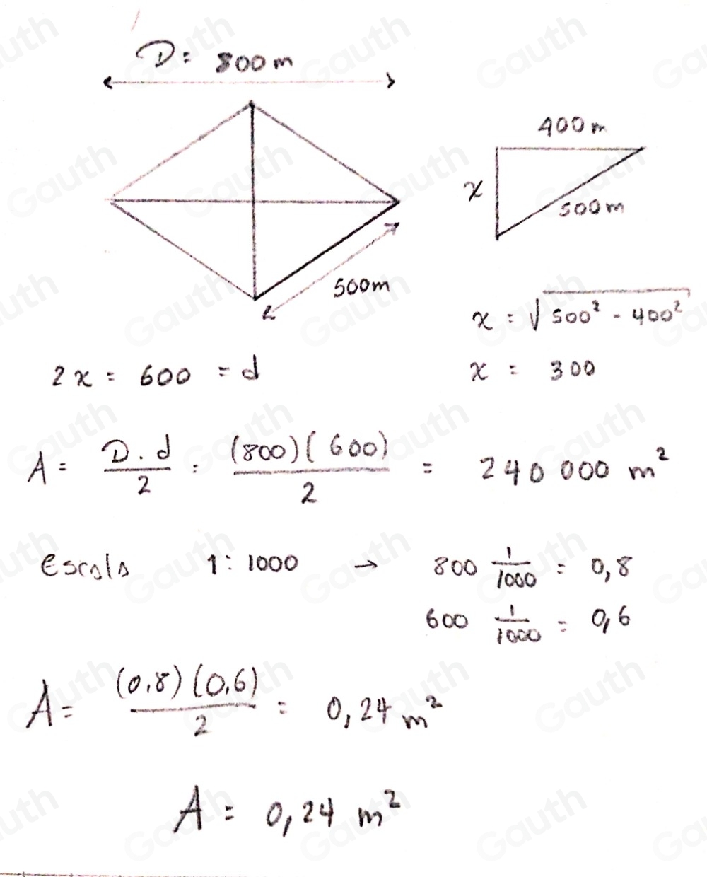 Resuelto:PROBLEMA 1: Un terreno en forma de rombo cuyas dimensiones ...
