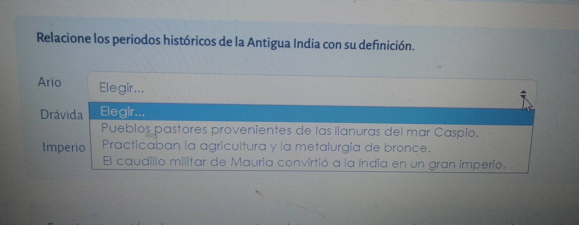 Resuelto:Relacione los periodos históricos de la Antigua India con su ...
