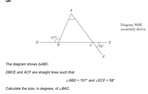 Solved: as . Diagram NOT accurately drawn The diagram shows ABC. DBCE and ACF are straight lines ...