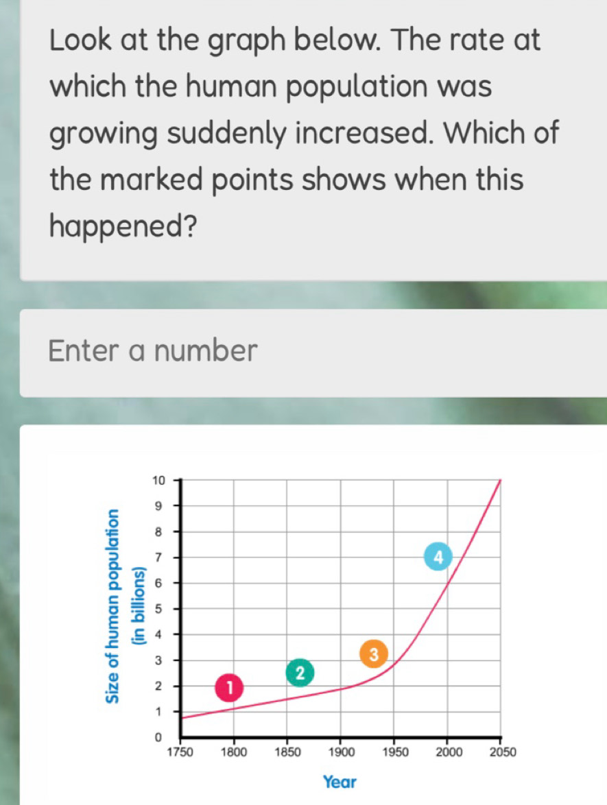 Solved: Look at the graph below. The rate at which the human population ...