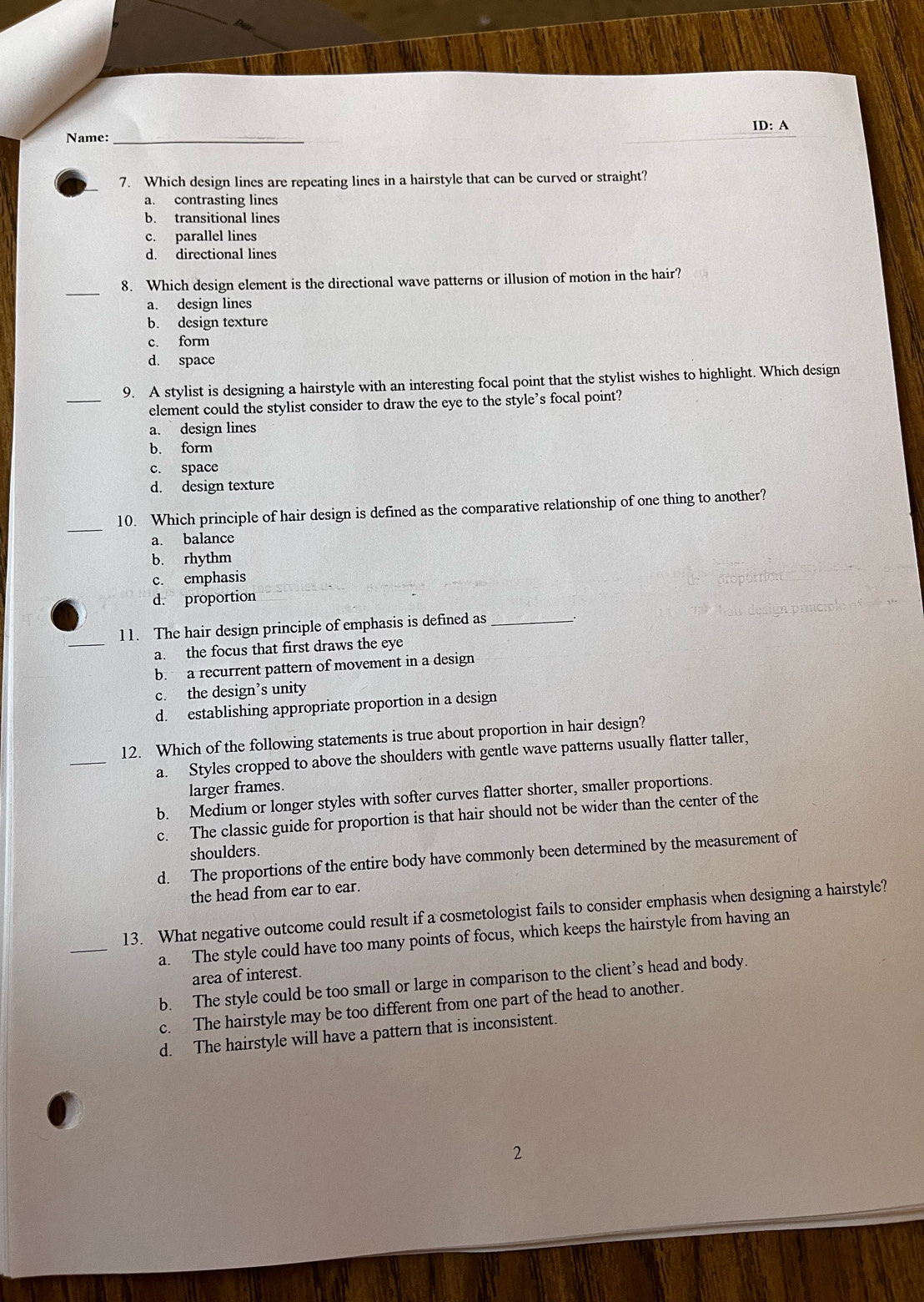 Solved: Name: _ID: A 7. Which design lines are repeating lines in a ...
