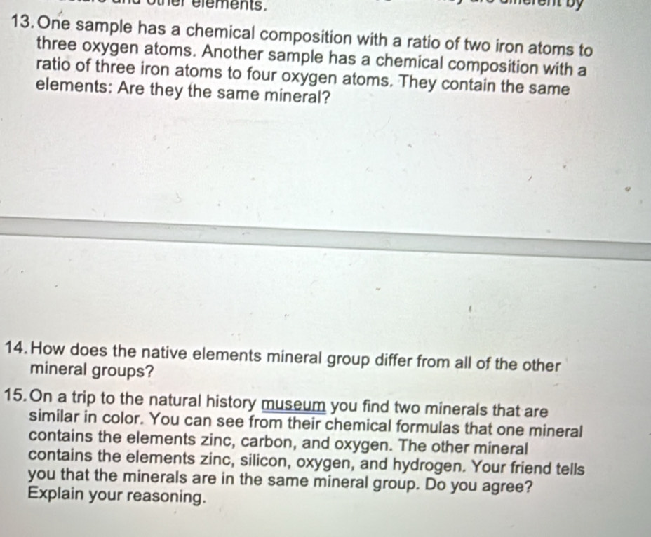 Solved: her elements . 13. One sample has a chemical composition with a ...