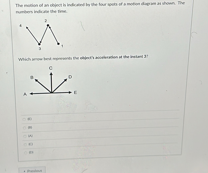 Solved: The motion of an object is indicated by the four spots of a ...