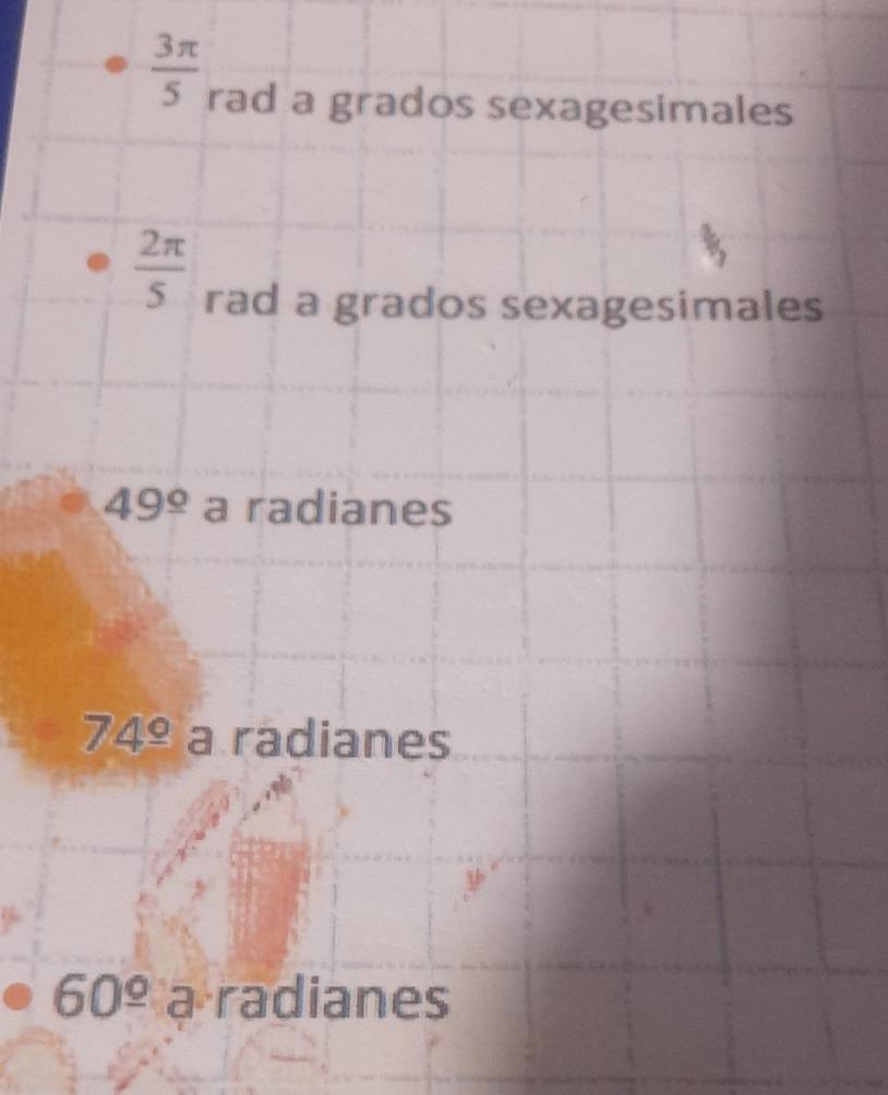 Resuelto: 3π /5 rad a grados sexagesimales 2π /5 rad a grados ...