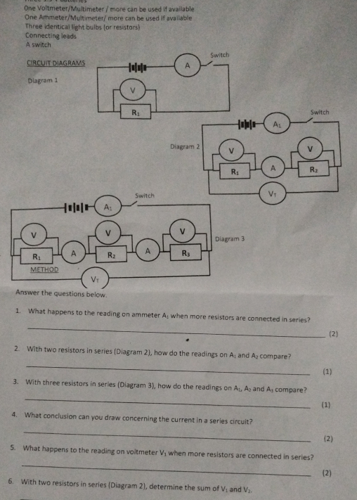 Solved: One Voltmeter/Multímeter / more can be used if available One ...