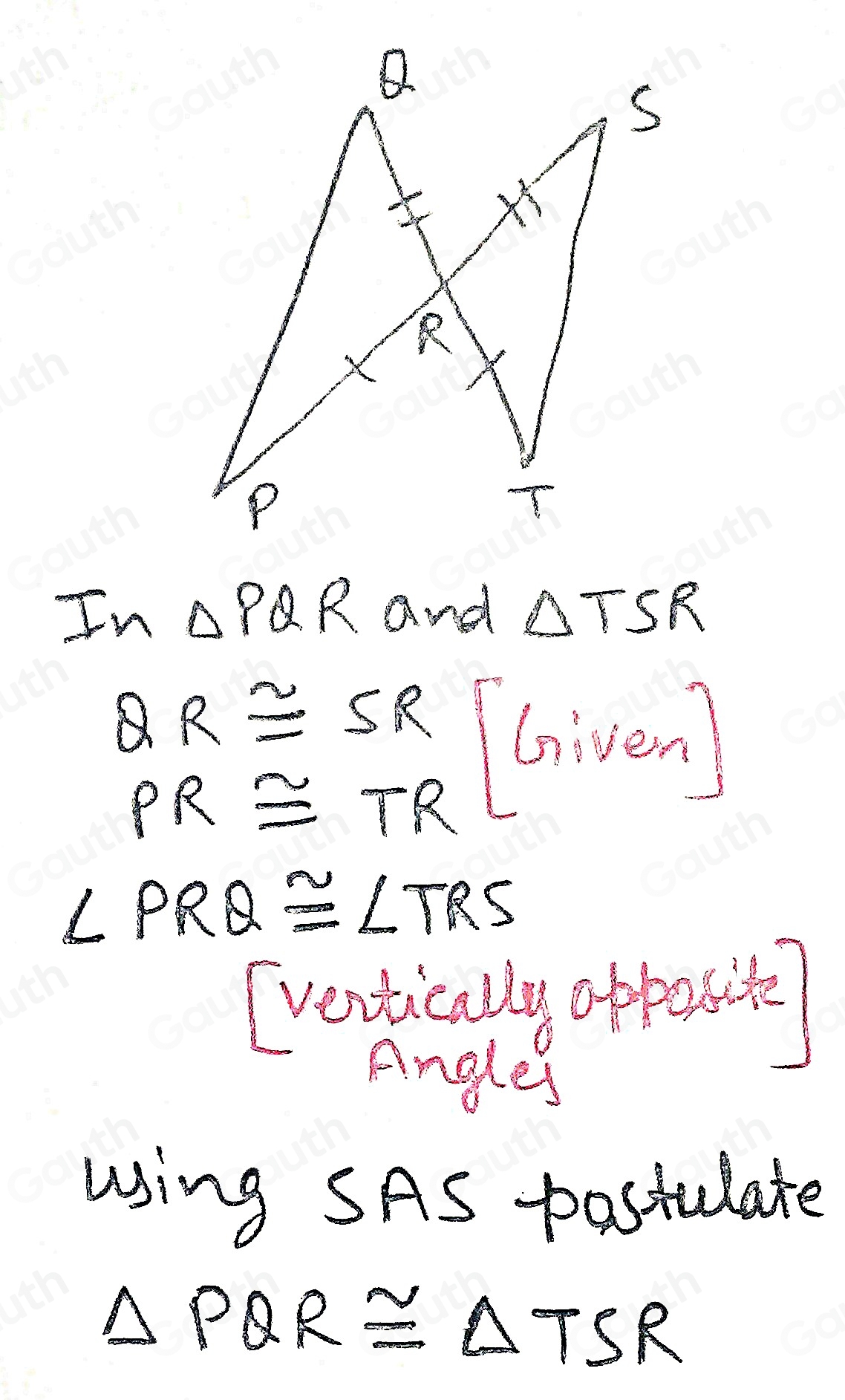 Solved: In the figure, QR≌ SR and PR≌ TR. Based on the given information and the diagram, what ...