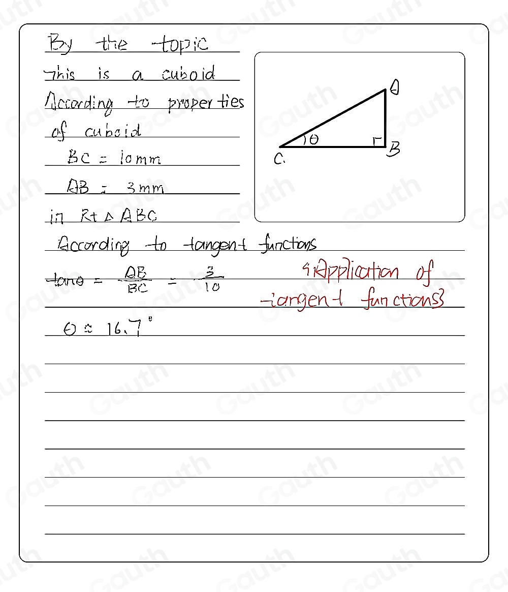 Solved: A cuboid is shown below. Calculate the size of angle θ to 1 d.p ...