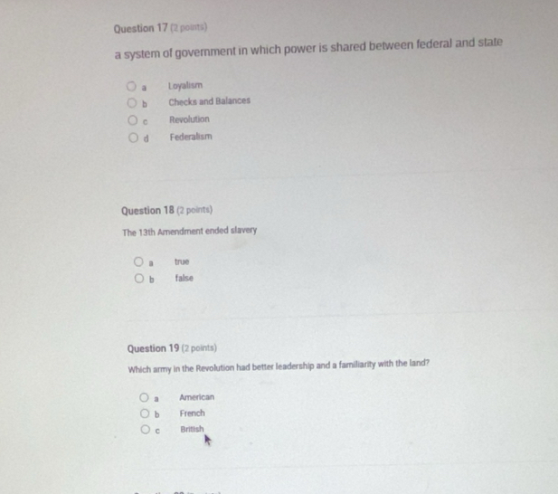 Gelöst:a system of government in which power is shared between federal ...