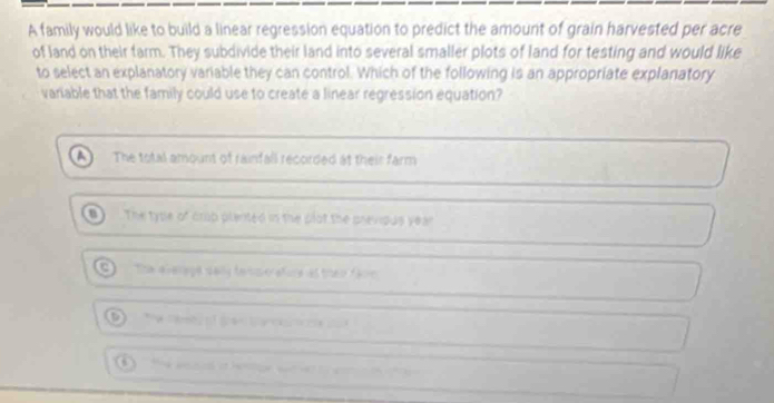 Solved: A family would like to build a linear regression equation to ...