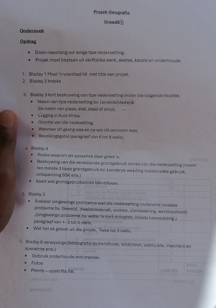 Solved: Projek Geografie Graad8 Ondersoek Opdrag Doen navorsing oor ...