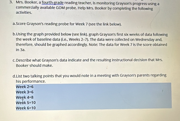 Solved: Mrs. Booker, a fourth-grade reading teacher, is monitoring ...