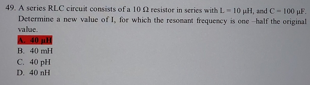 Solved: A series RLC circuit consists of a 10 Ω resistor in series with ...