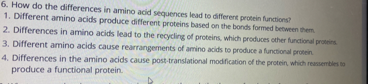 Giải quyết:How do the differences in amino acid sequences lead to ...