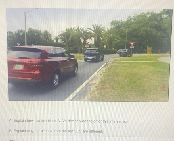 Solved: Explain how the two black SUVs decide when to enter this ...