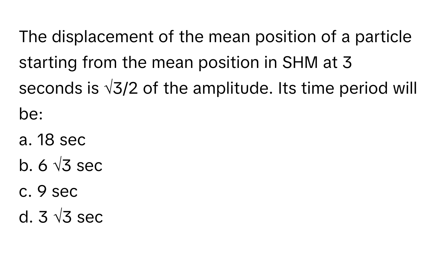 Solved: The displacement of the mean position of a particle starting ...