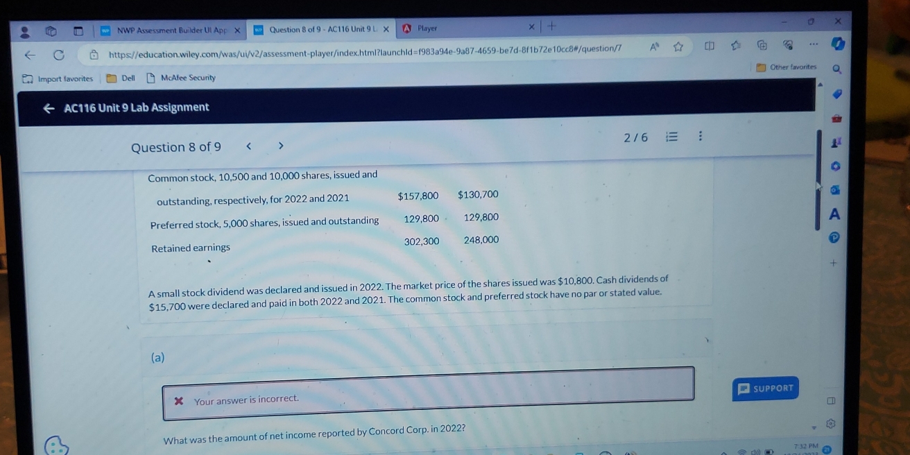 NWP Assessment Builder UI App Question 8 of 9 - AC116 Unit 9 L Player C ...