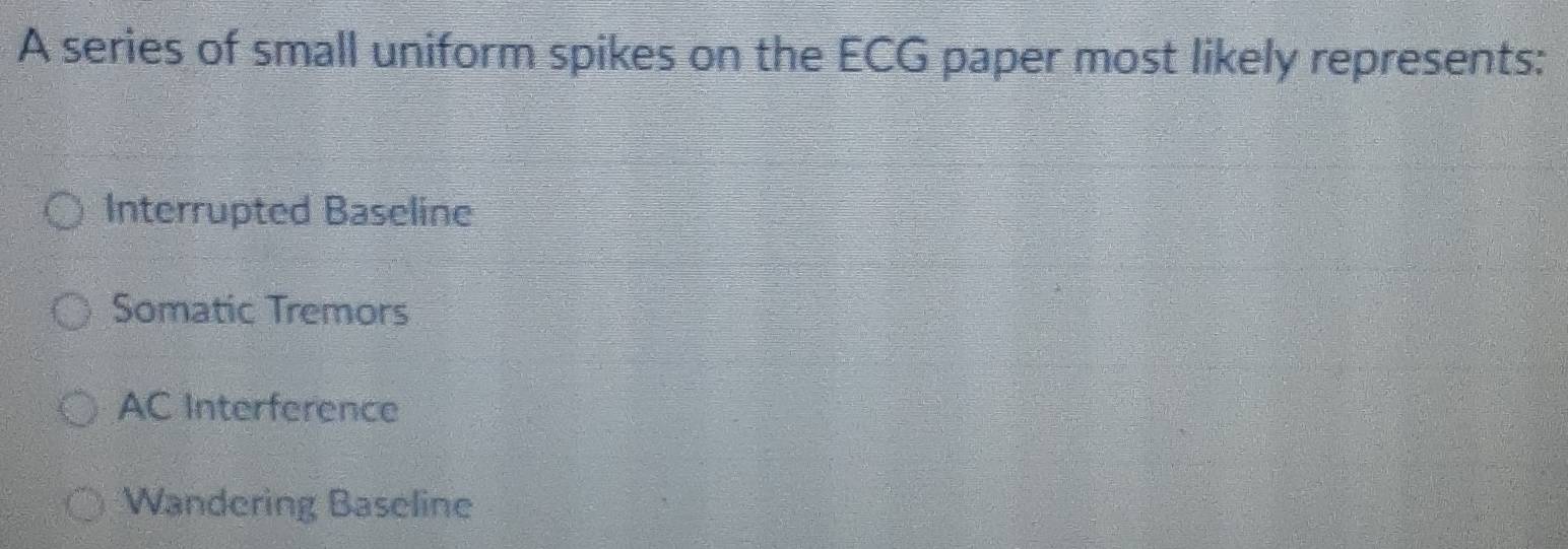Solved: A series of small uniform spikes on the ECG paper most likely ...