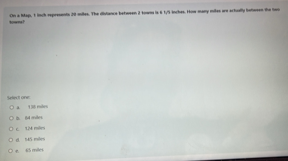Solved: On a Map, 1 inch represents 20 miles. The distance between 2 ...