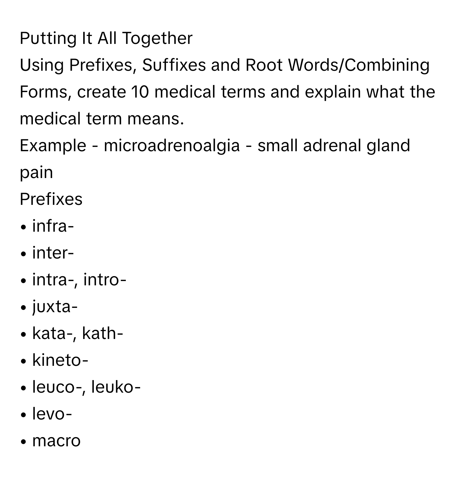 Solved: Putting It All Together Using Prefixes, Suffixes and Root Words ...