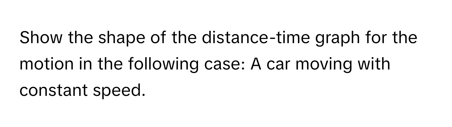 Solved: Show the shape of the distance-time graph for the motion in the ...