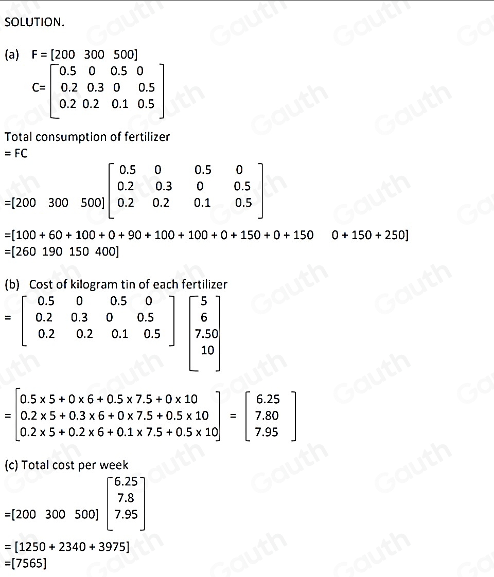Solved: The following matrix gives the proportionate mix of ...