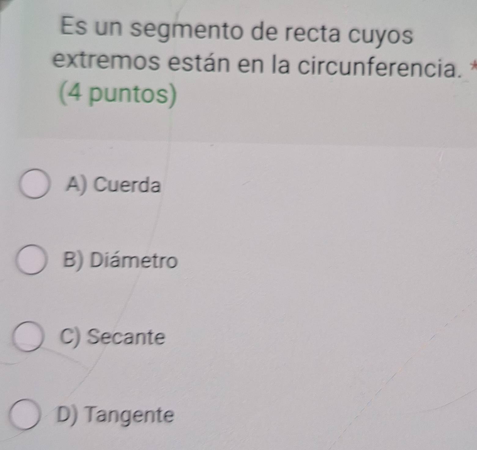 Resuelto:Es un segmento de recta cuyos extremos están en la ...