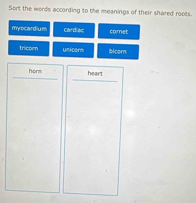 Solved: Sort the words according to the meanings of their shared roots ...