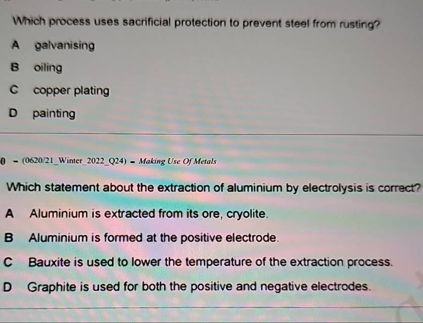 Selesai:Which process uses sacrificial protection to prevent steel from ...