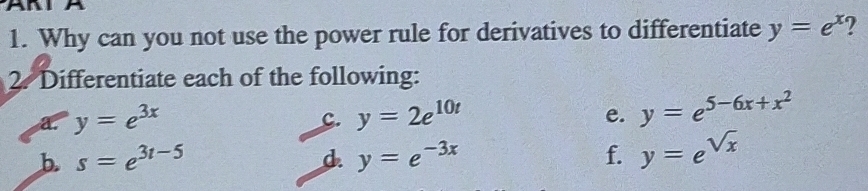 Solved: Why can you not use the power rule for derivatives to ...