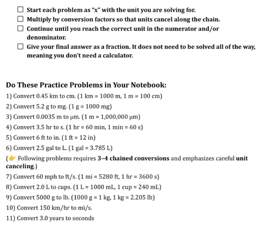 Solved: Start each problem as “ x ” with the unit you are solving for ...