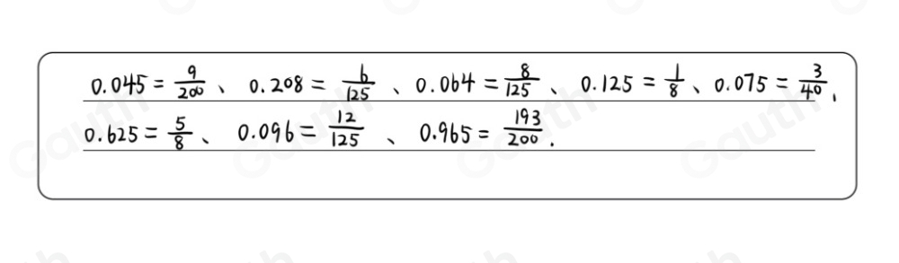 Solved: Converting Decimals to Fractions 0.045 0.208 0.064 0.125 0.075 ...