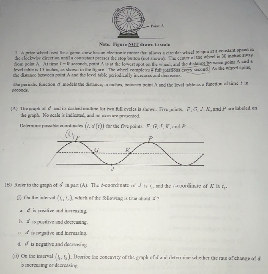 Solved: Point A Note: Figure NOT drawn to scale 1. A prize wheel used ...