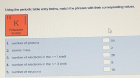 Solved: Using the periodic table entry below, match the phrases with ...
