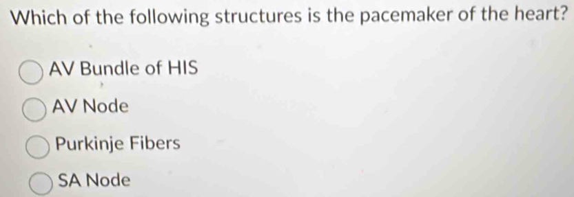 Solved: Which of the following structures is the pacemaker of the heart ...