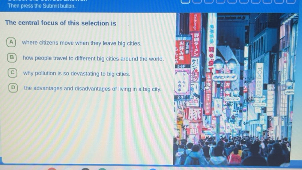 Solved: Then press the Submit button. The central focus of this ...