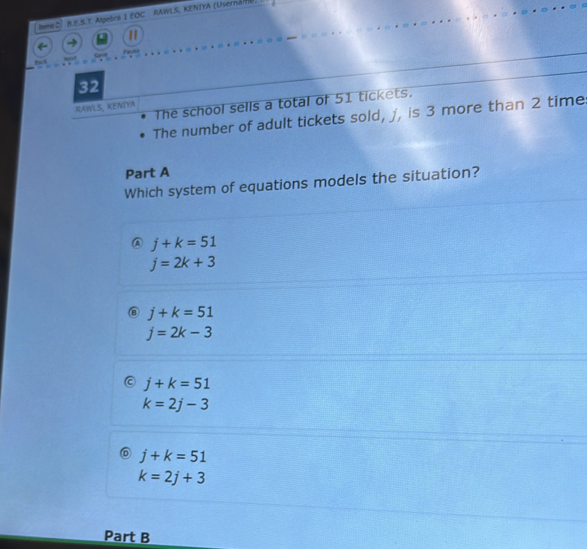 Solved: heme CB.E.S.T. Algebra 1 EOC RAWLS, KENTYA (Username 11 Mark 32 ...