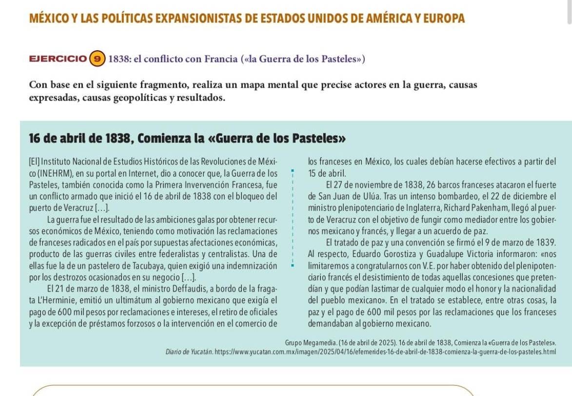 Resuelto:MÉXICO Y LAS POLÍTICAS EXPANSIONISTAS DE ESTADOS UNIDOS DE ...