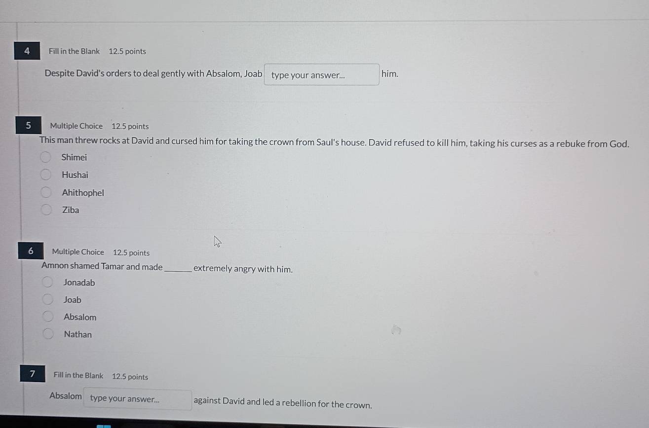 Solved: Fill in the Blank 12.5 points Despite David's orders to deal ...