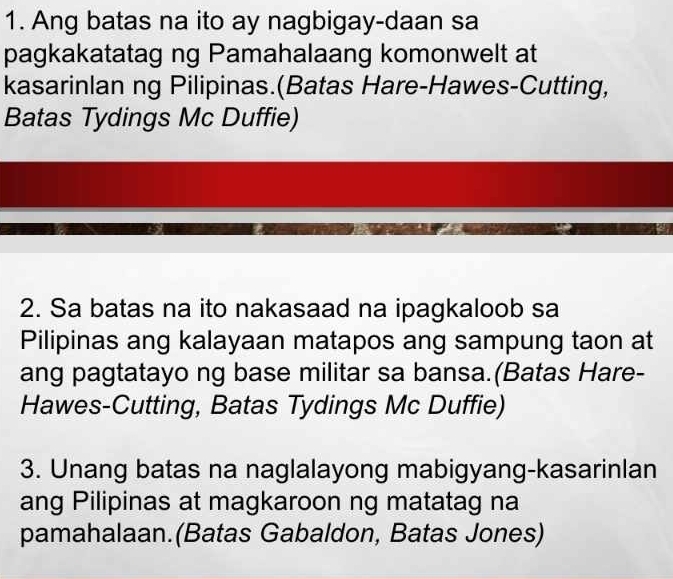 Solved: Ang batas na ito ay nagbigay-daan sa pagkakatatag ng ...