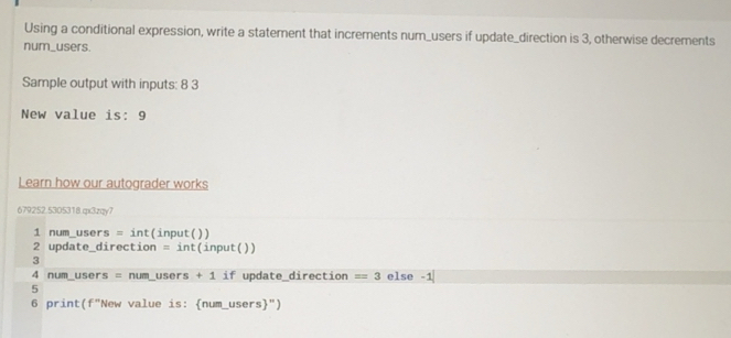 Solved: Using a conditional expression, write a statement that ...