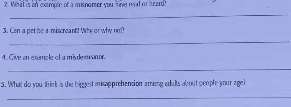 Solved: What is an example of a misnomer you have read or heard? _ 3 ...