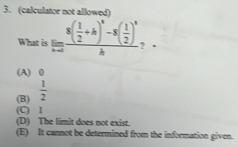 Solved: (calculator not allowed) What is limlimits _hto ∈fty frac 8( 1/ ...