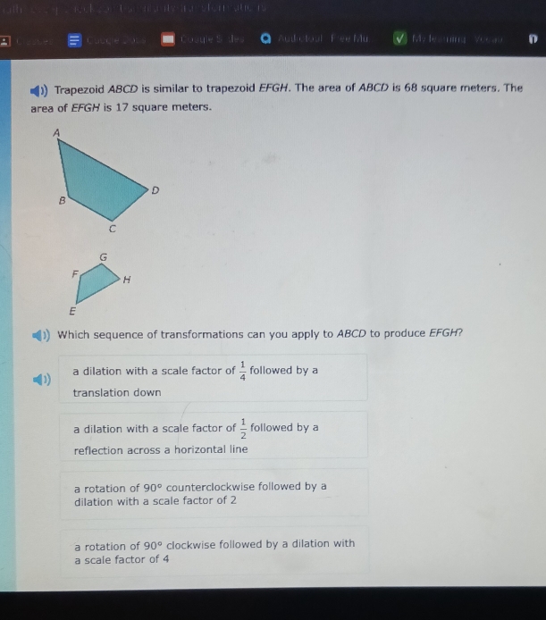 Solved: Caccle ) Audictoul Free Mu My lesming Yeeau Trapezoid ABCD is ...