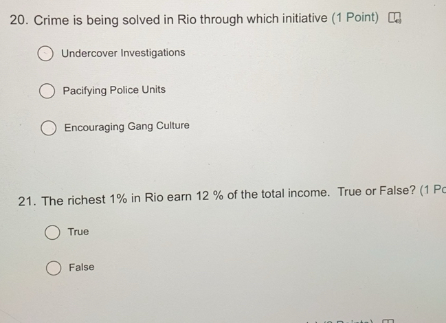 Solved: Crime is being solved in Rio through which initiative (1 Point ...