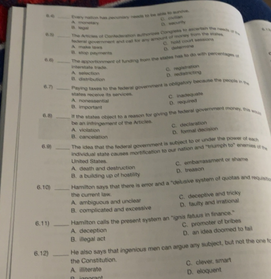 Solved: 0.4 _Every nation has pecuniary needs to be able to survive. C ...