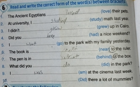 تم الحل:Read and write the correct form of the word(s) between brackets ...