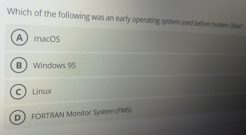 تم الحل:Which of the following was an early operating system used ...