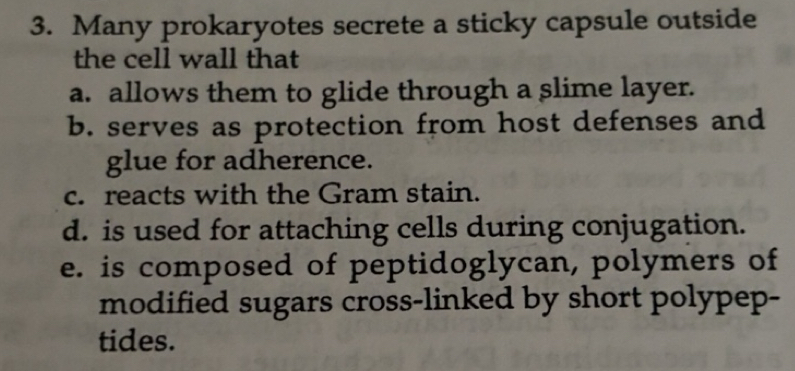 Solved: Many prokaryotes secrete a sticky capsule outside the cell wall ...