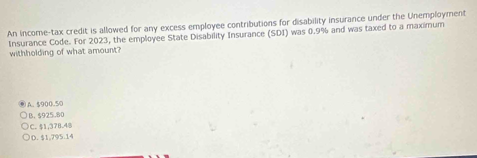 Solved: An income-tax credit is allowed for any excess employee ...
